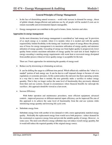 Energy Management And Auditing Module General Principles Of Energy Management In The Face