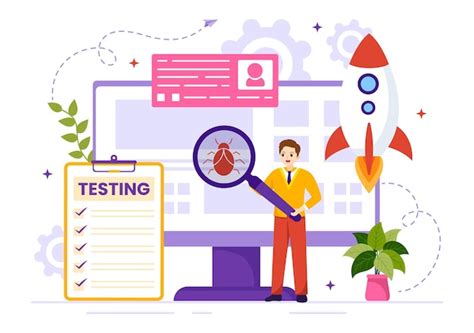 Premium Vector Software Testing Vector Illustration With Application Programming And Coding In