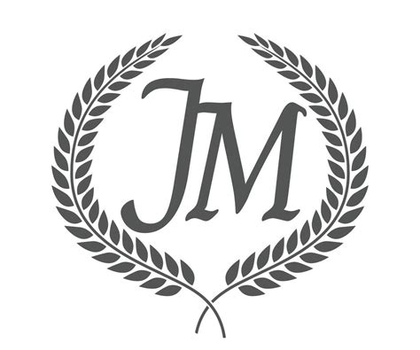 Initial Letter J And M Jm Monogram Logo Design With Laurel Wreath Luxury Calligraphy Font