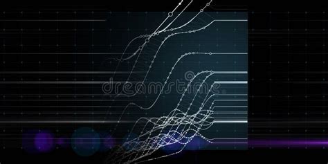Abstract Background Wavy Lines With White Circles On Dark Technology