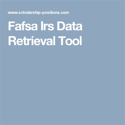 Fafsa Irs Data Retrieval Tool
