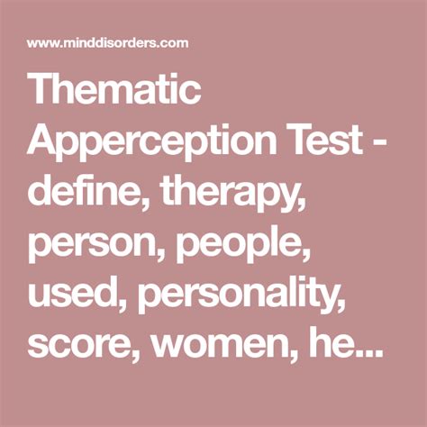 ️ Thematic Apperception Test Scoring Psychological Testing Thematic