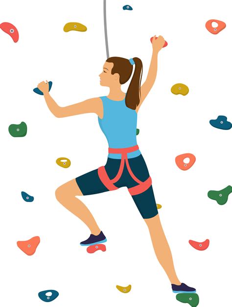 Woman Climbs On A Climbing Wall In A Climbing Gymvector Cartoon Illustration 13673737 Vector