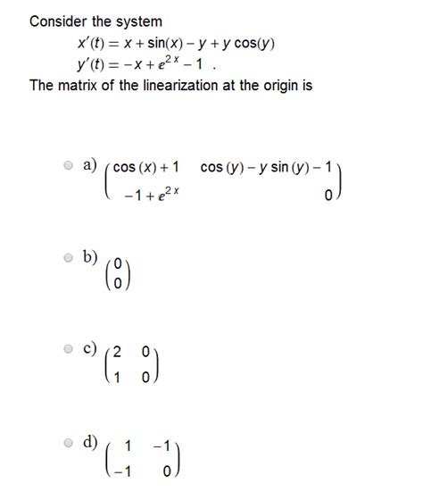 solved consider the system x t x sin x y y cos y