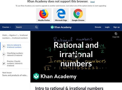 Khan Academy Intro To Rational And Irrational Numbers Instructional Video For 8th Grade
