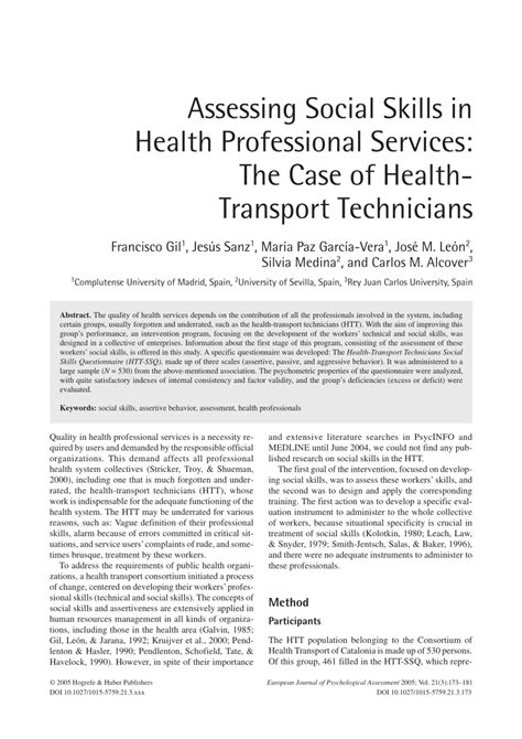 [pdf] Assessing Social Skills In Health Professional Services The Case Of Health Transport