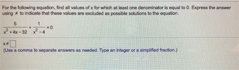 Solved For The Following Equation Find All Values Of X For