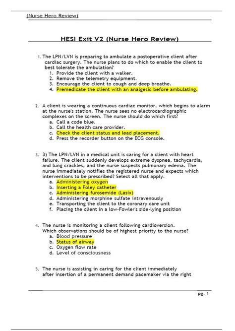 HESI Exit V Nurse Hero Review Hero Review Nurses Station Nurse