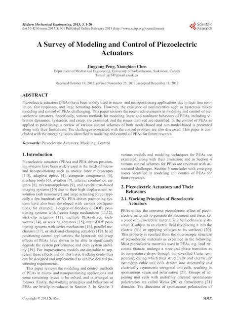 Pdf A Survey Of Modeling And Control Of Piezoelectric Actuators Dokumen Tips