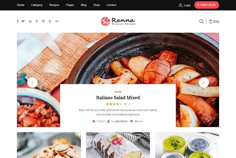Ranna Food And Recipe Blog Bootstrap 4 Template