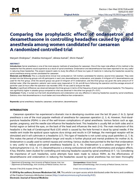 Comparing The Prophylactic Effect Of Ondansetron And Dexamethasone In Controlling Headaches