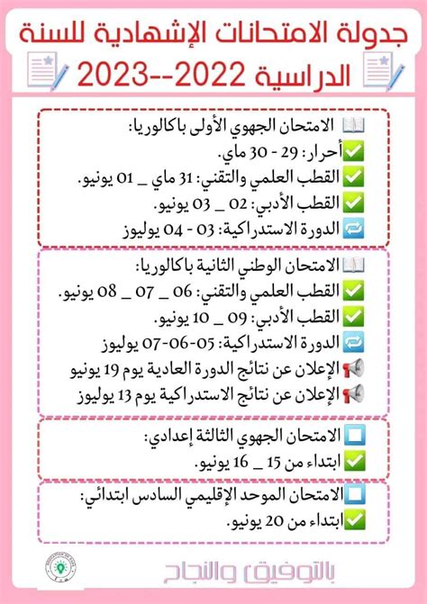 موعد امتحان الموحد السادس ابتدائي 2023 الدورة الثانية Moutamadris Cours