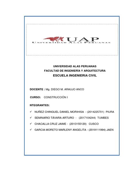 Trabajo 1 De Construccion Pdf Fundación Ingeniería Carpintería