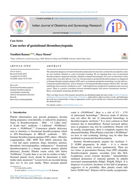 Pdf Case Series Of Gestational Thrombocytopenia