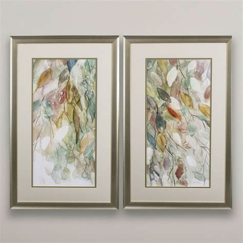 Rainy Cascade Abstract Multicolored Leaves Framed Print Wall Art Set