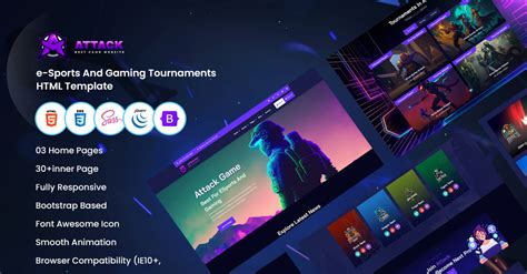Attack Esports And Gaming Tournaments Html Template