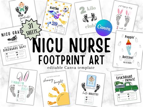 NICU Nurse Footprint Crafts NICU Babys Milestones Footprints Art Craft