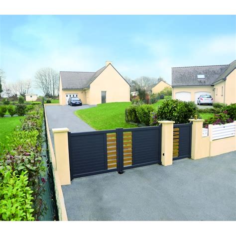 Portail Semi Plein Contemporain En Aluminium