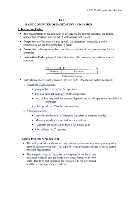 Ii Bsc Computer Architecture Ii B Cs Computer Architecture Unit