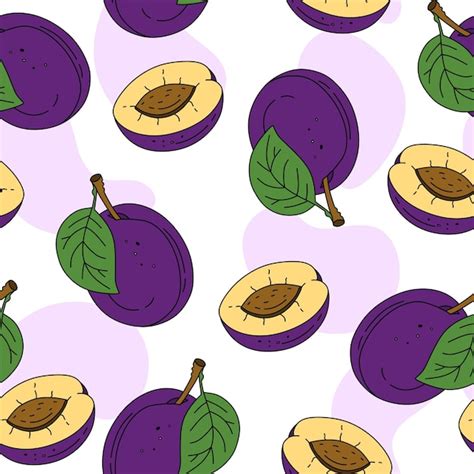 Premium Vector Plum Pattern Seamless On White Background Vector