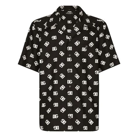 Áo Sơ Mi Nam Dolce Gabbana D G Black With DG Monogram Over G5JH9 Màu Đen Trắng Size 38 Vua