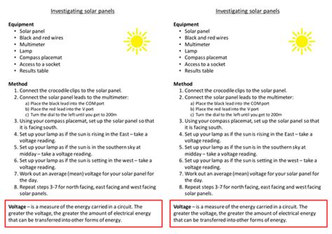 Investigating Solar Panels Worksheet Teaching Resources