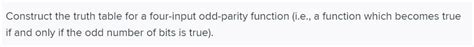 Solved Construct The Truth Table For A Four Input Odd Parity Chegg