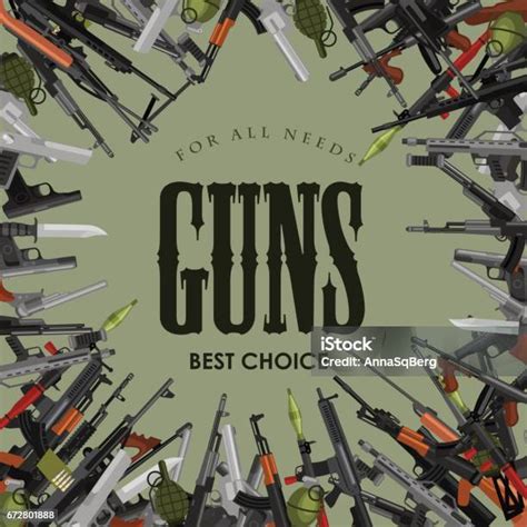 군사 총 자동 설정 및 보호 Shoting 또는 전쟁 컬렉션에 대 한 총알 사냥 장비 탄약 배경 벡터 일러스트 레이 션에 대 한 권총 잡지 배럴에서 무기를 손 군사에 대한