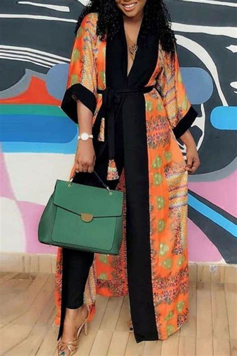 Casual Print Bandage Split Joint Outerwear Vogue Rose