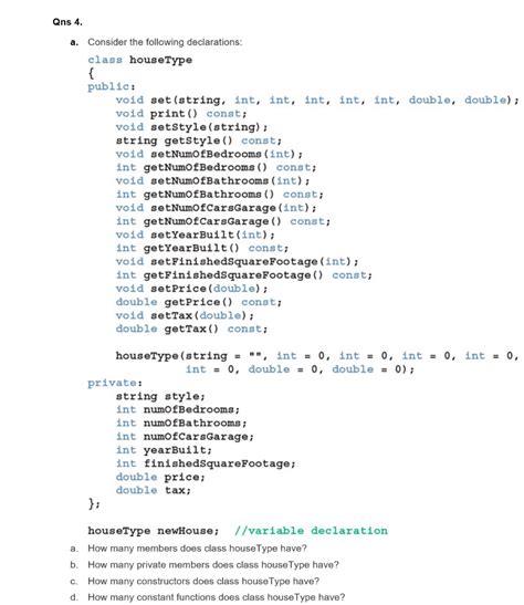Solved Qns A Consider The Following Declarations Class Chegg