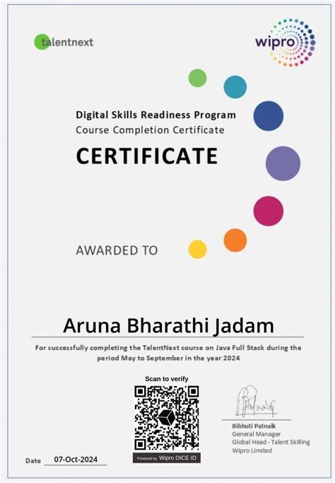 aruna bharathi jadam on linkedin javafullstack wipro digitalskills