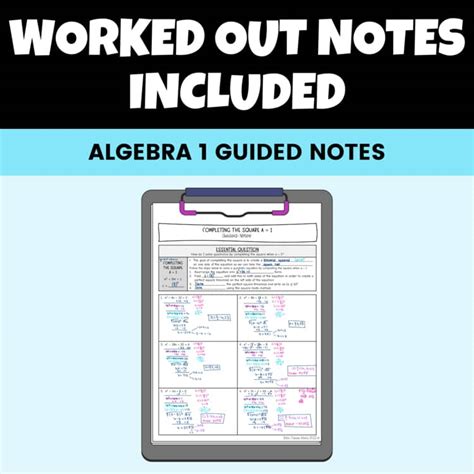 Quadratic Equations Algebra 1 Guided Notes Lessons Bundle No Prep Unit