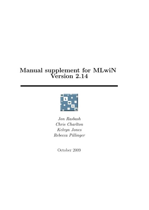 Pdf Manual Supplement For Mlwin Version 214