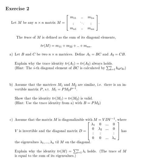 Solved Exercise M Min Let M Be Any N X N Matrix M Chegg