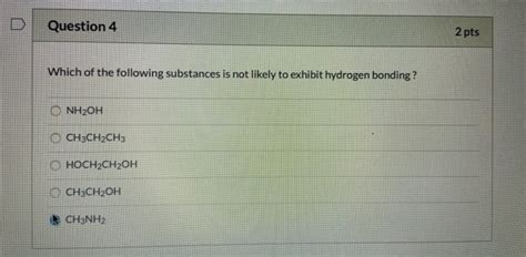 solved question 4 2 pts which of the following substances is
