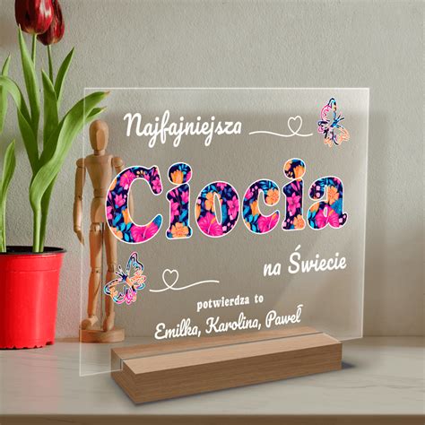 Najfajniejsza Ciocia Druk Na Szkle Spersonalizowany Prezent