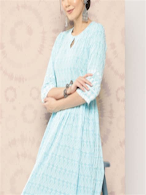 Buy Libas Ethnic Motifs Embroidered Keyhole Neck Maxi Ethnic Dress