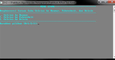 Program Pemilihan Konversi Suhu Dengan Switch Case Pemilihan