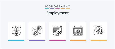 Employment Line 5 Icon Pack Including Payment Cash Presentation