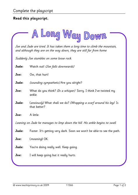 Complete The Playscript KS2 English Teachit