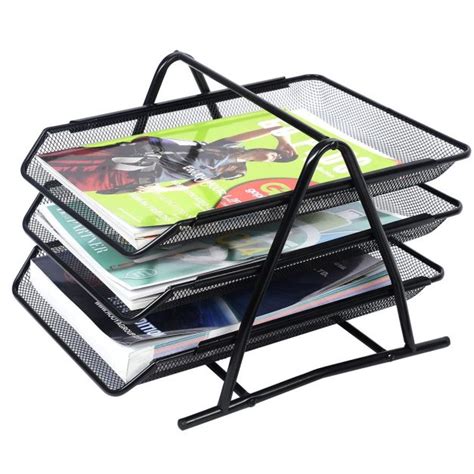 Costway Corbeille à Courrier 3 Étages de Rangement en Maille Métallique