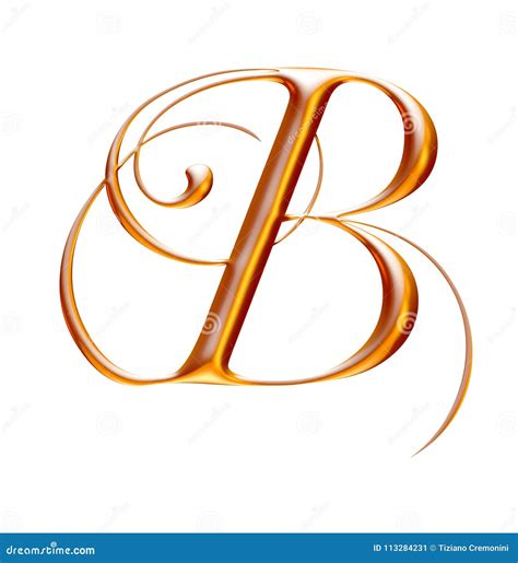 Alphabet Métallique Dor Lettre B Illustration 3d Illustration Stock