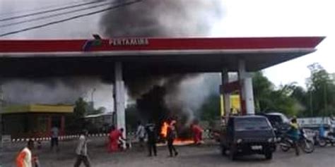 Isi BBM Motor Terbakar Di SPBU Jatirogo SuaraBanyuurip