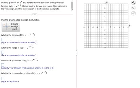 Solved х AY 10 Use the graph of y e and transformations to Chegg com