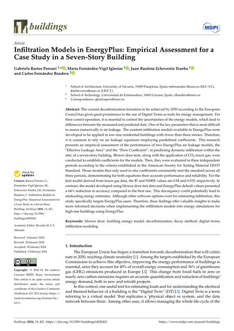 Pdf Infiltration Models In Energyplus Empirical Assessment For A
