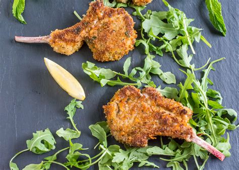 Breaded Lamb Chops With Cheese And Fresh Mint