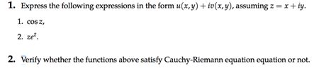 solved express the following expressions in the form u x y