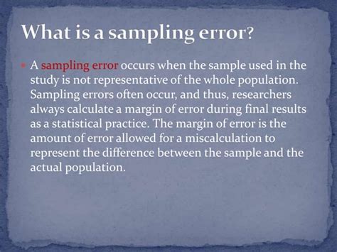 Sampling Methods And Sampling Error Ppt For Seminar Ppt