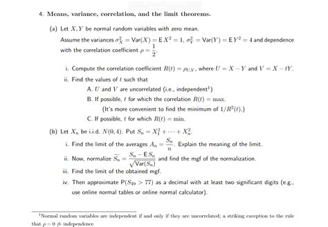 4 Means Variance Correlation And The Limit