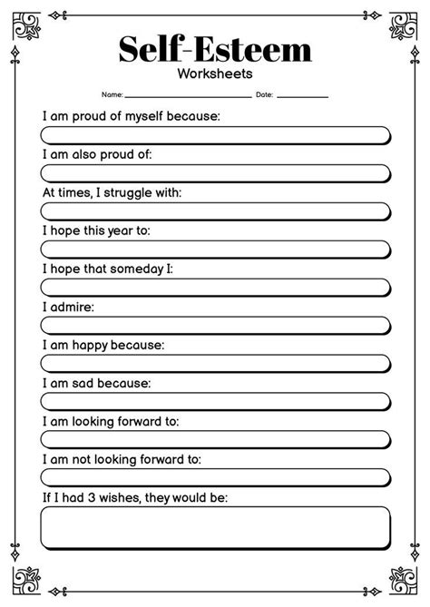 Self Esteem Worksheets Printable Free Self Esteem Worksheets Self